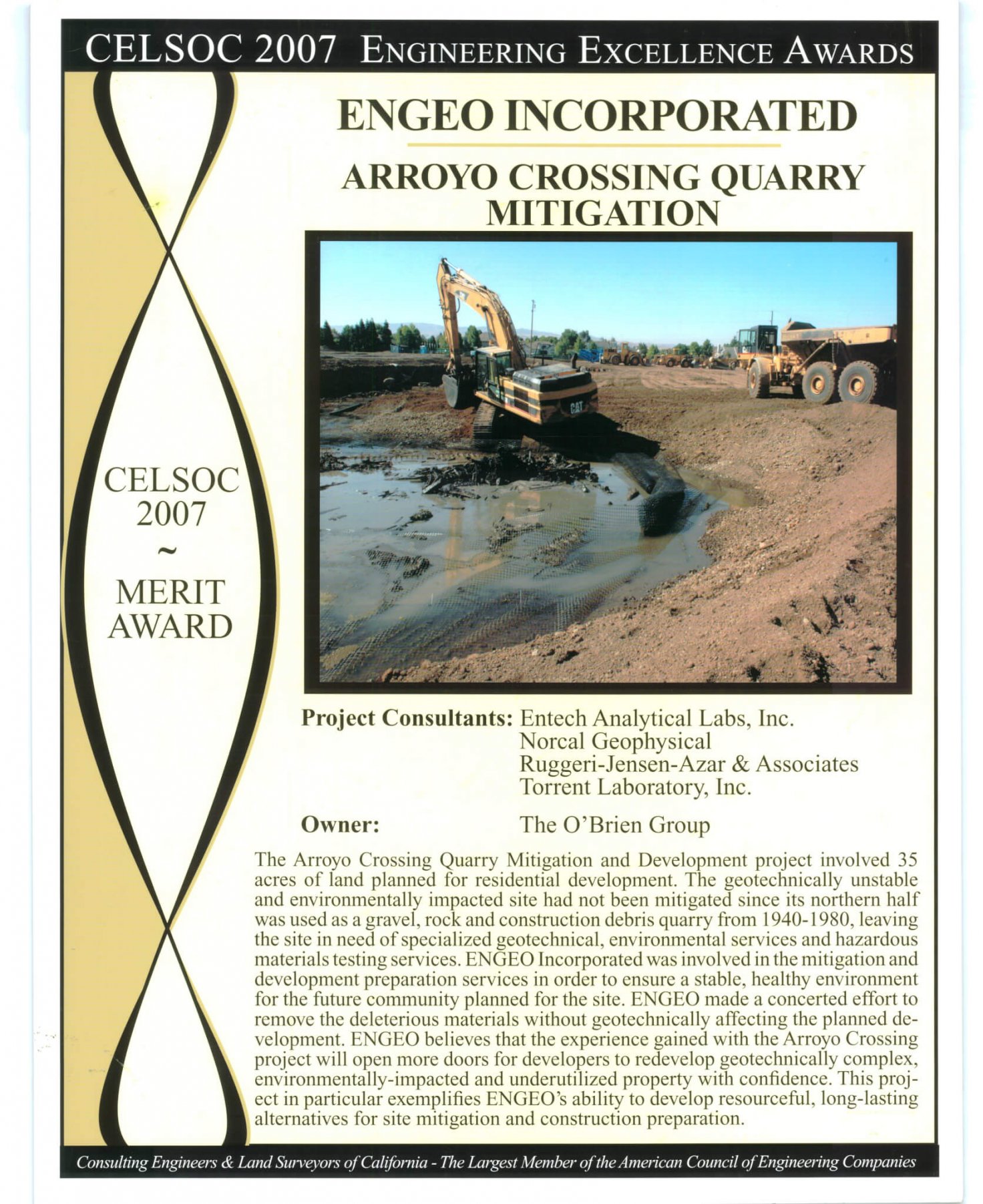 2007 CELSOC Merit Award for Engineering Excellence | ENGEO